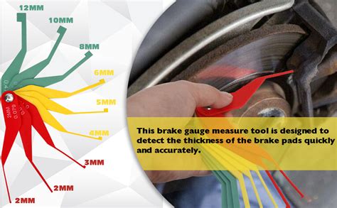 Ditkok 9 Piece Metal Brake Pad Gauge Set Brake Gauge Measure Tool To