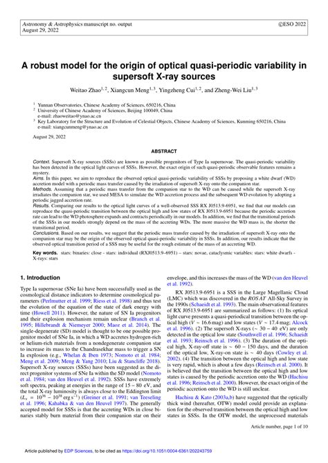 Pdf A Robust Model For The Origin Of Optical Quasi Periodic Variability In Supersoft X Ray Sources