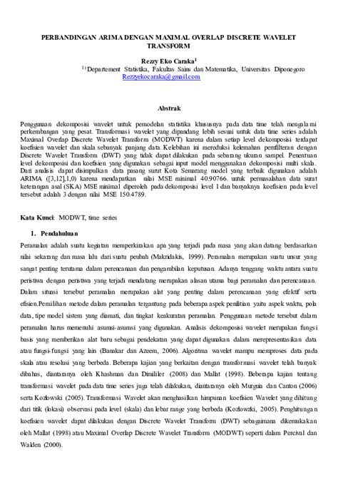 Pdf Perbandingan Arima Dengan Maximal Overlap Discrete Wavelet Transform