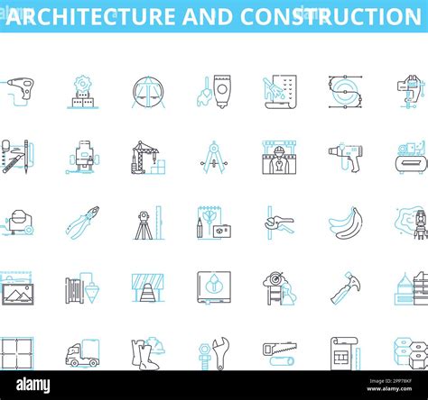 Architecture And Construction Linear Icons Set Blueprint Foundation Modern Traditional
