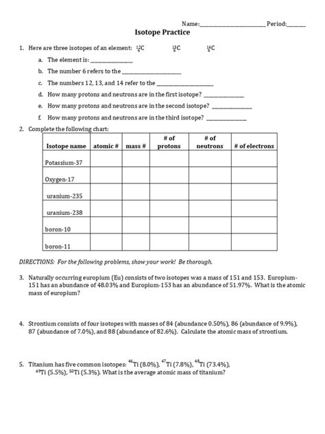 Isotope Practice Pdf
