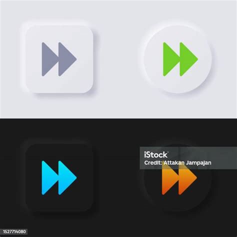 빨리 감기 기호 버튼 아이콘 세트 웹 디자인 응용 프로그램 Ui 등을 위한 다색 Neumorphism 버튼 소프트 Ui 디자인 버튼 벡터 3차원 형태에 대한 스톡 벡터 아트