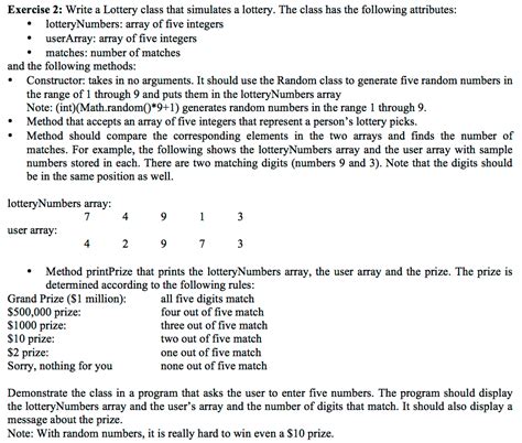 Solved Write A Lottery Class That Simulates A Lottery The