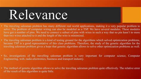 Solving The Traveling Salesman Problem By Genetic Algorithm Pptx