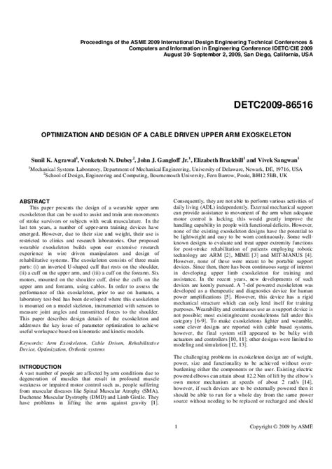 Pdf Optimization And Design Of A Cable Driven Upper Arm Exoskeleton