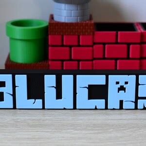 Custom Minecraft Name Plate Personalised Desk Plate Babe Gift Gift For Girl Kid Room Sign