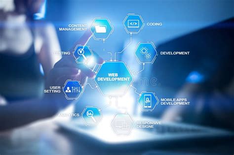 Web Design And Development Concept On The Virtual Screen Stock Image