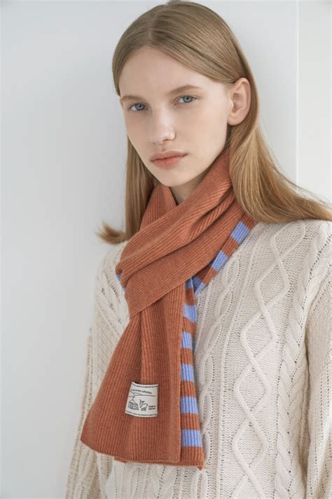 [캐시미어100 ]스트라이프 머플러 브라운 아이디어스