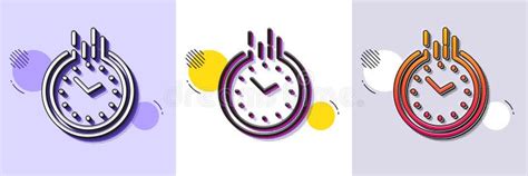 Time Management Line Icon Clock Sign Watch Halftone Dotted Pattern Vector Stock Vector