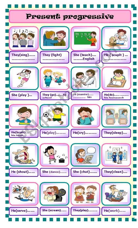 Present Progressive Verbs Interactive Flashcards Picstank