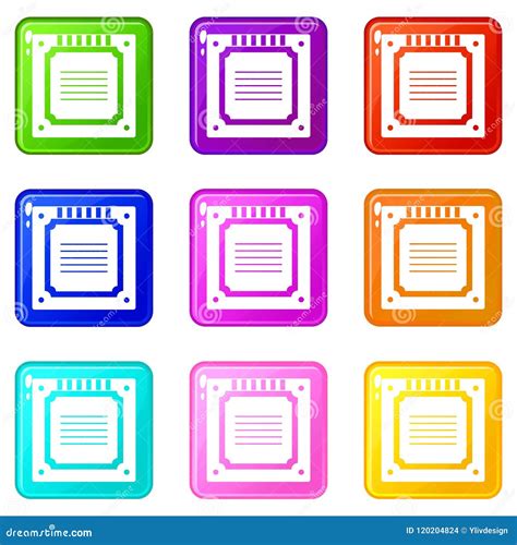 Modern Multicore Cpu Set 9 Stock Vector Illustration Of Computer