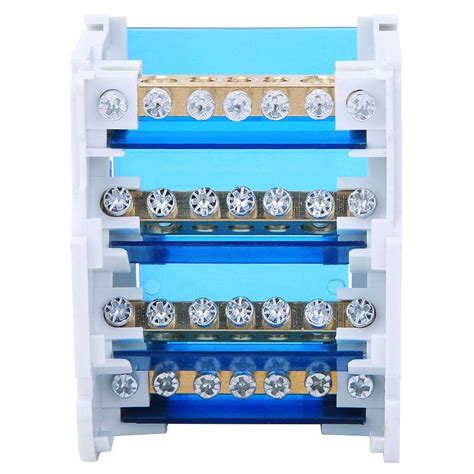 Terminal Block With Protective Cover Brass Din Rail 4 Level Single Phase Junction Case 4 Input