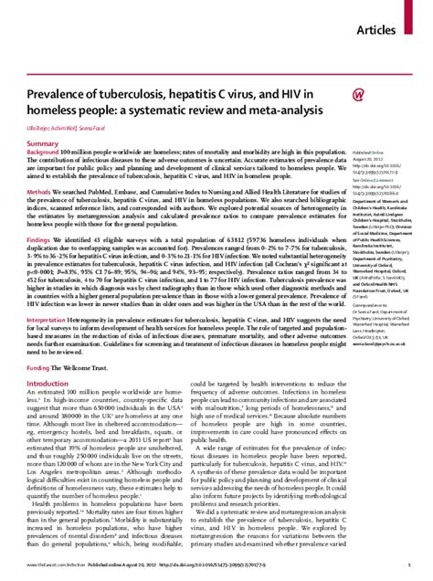 Pdf Prevalence Of Tuberculosis Hepatitis C Virus And Hiv In