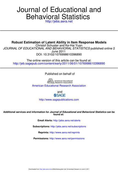 pdf robust estimation of latent ability in item response models