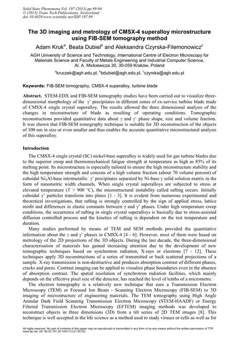 Pdf The 3d Imaging And Metrology Of Cmsx 4 Superalloy Microstructure Using Fib Sem Tomography