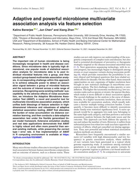 Pdf Adaptive And Powerful Microbiome Multivariate Association