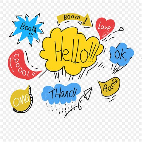 손으로 그린 창조적 인 사회 일러스트 언어 그림 언어 클립 아트 노랑 푸른 Png 일러스트 및 Psd 이미지 무료 다운로드 Pngtree