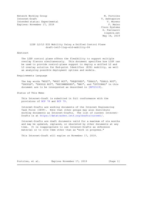 Pdf Lisp L2l3 Eid Mobility Using A Unified Control Plane Dino