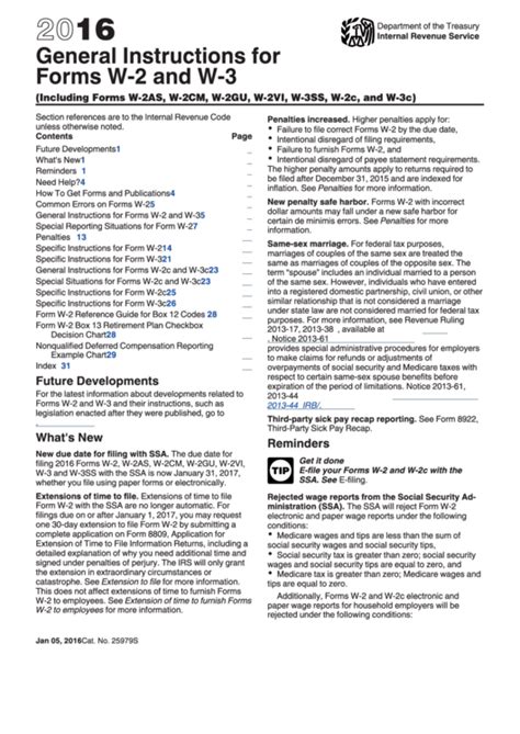 Instructions For Forms W 2 And W 3 Wage And Tax Statement And Transmittal Of Wage And Tax