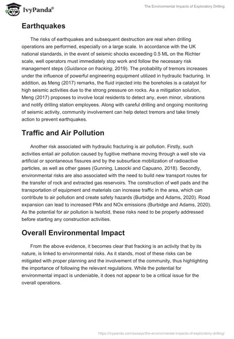 The Environmental Impacts Of Exploratory Drilling 1974 Words Report Example