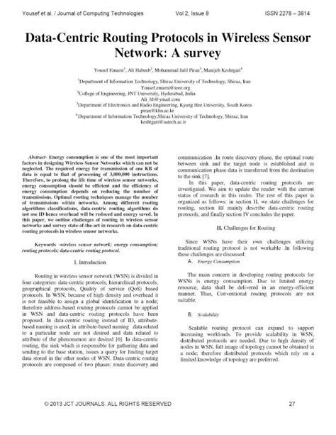 Pdf Data Centric Routing Protocols In Wireless Sensor Network A