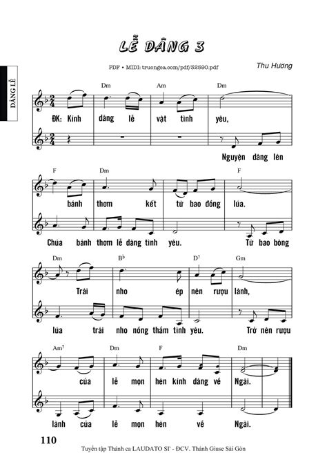 [sheet] Lễ Dâng 3 Pdf Thu Hương Lyrics And Chords