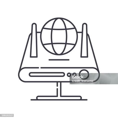 스위치 라우터 아이콘 선형 격리 된 그림 얇은 줄 벡터 웹 디자인 기호 흰색 배경에 편집 가능한 스트로크와 개요 개념 기호 0