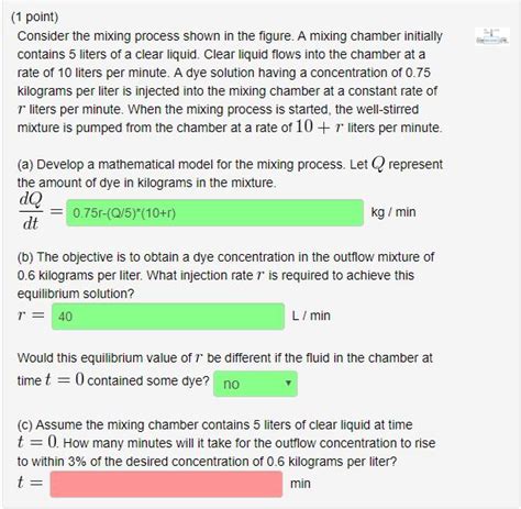 solved 1 point consider the mixing process shown in