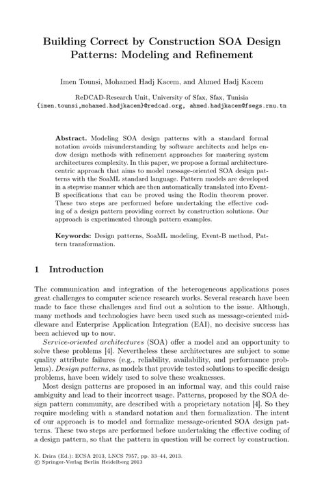 Pdf Building Correct By Construction Soa Design Patterns Modeling