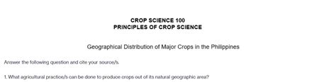 [solved] crop science 100 principles of crop science geographical