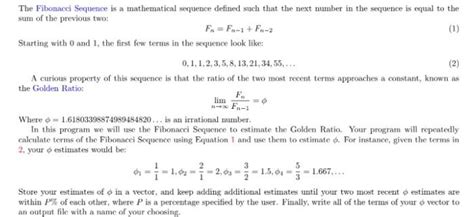 Solved The Fibonacci Sequence Is A Mathematical Sequence