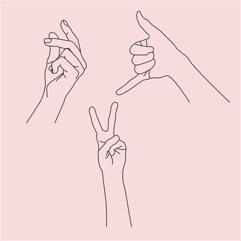 Premium Vector `premium Vector Hand Pose Line Art Hand Drawn