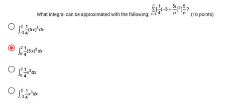 Solved What Integral Can Be Approximated With The Following Chegg Com