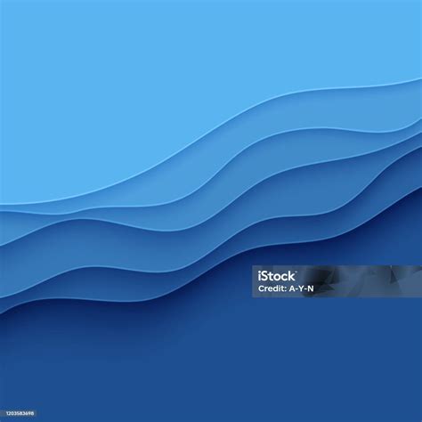 종이 컷 스타일의 파란색 추상적 배경입니다 세계 해양의 날 8 6 월 종이 물결 모양의 물 층 벡터 어스 스퀘어 포스터 템플릿 생태 브로셔 텍스트 장소가있는 프리젠 테이션