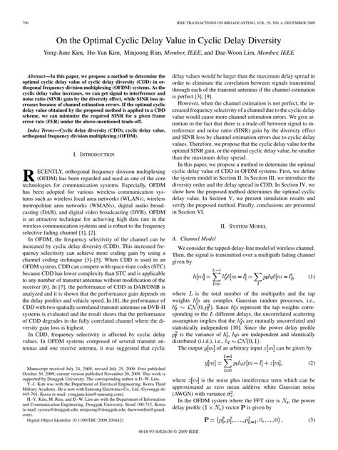 Pdf On The Optimal Cyclic Delay Value In Cyclic Delay Diversity