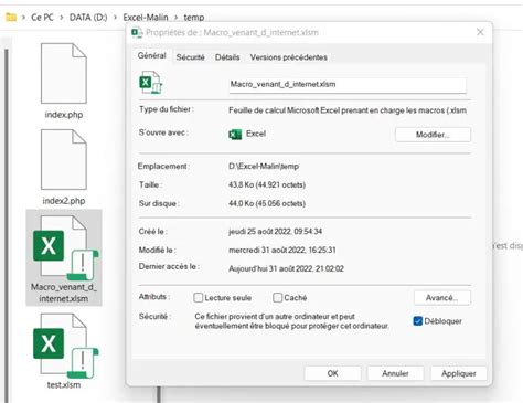 excel macros bloquées dans les fichiers en provenance d internet