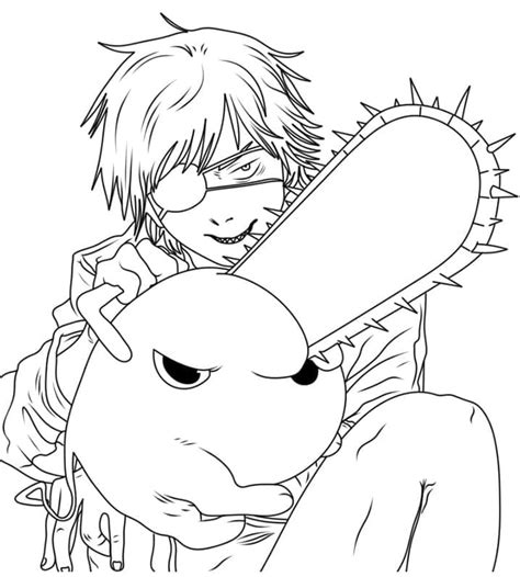 Denji And Pochita From Chainsaw Man Coloring Page Download Print Or Color Online For Free