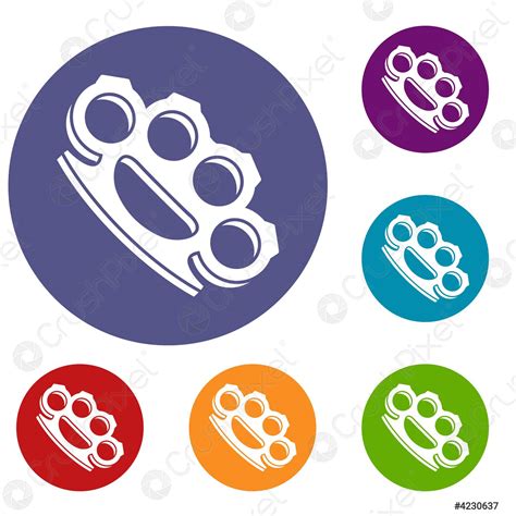 Brass Knuckles Icons Set Stock Vector 4230637 Crushpixel