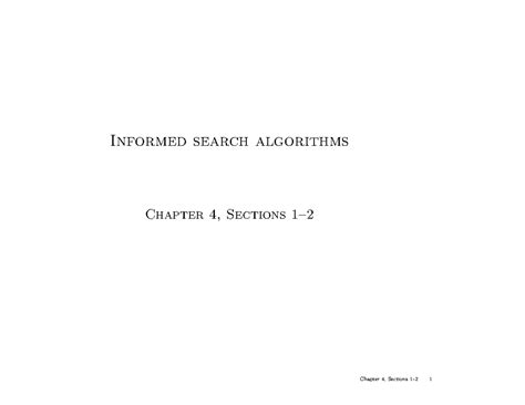 Informed Search Algorithms Overview And A Search Techniques Informed