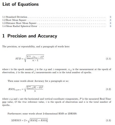Table Of Contents Align Equations Separated By Paragraphs Tex