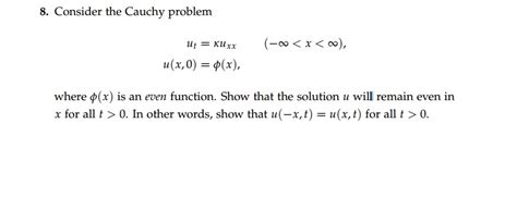 Solved Consider The Cauchy Problem U T Ku Xx Infity0 In Chegg Com
