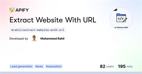 Issues · Extract Website With Url · Apify
