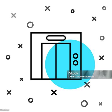 흰색 배경에 격리된 블랙 라인 리프트 아이콘입니다 엘리베이터 기호 임의동적 모양 벡터 강철에 대한 스톡 벡터 아트 및 기타