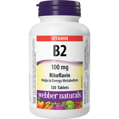 Vitamin B2 Riboflavin 100 Mg Webber Naturals