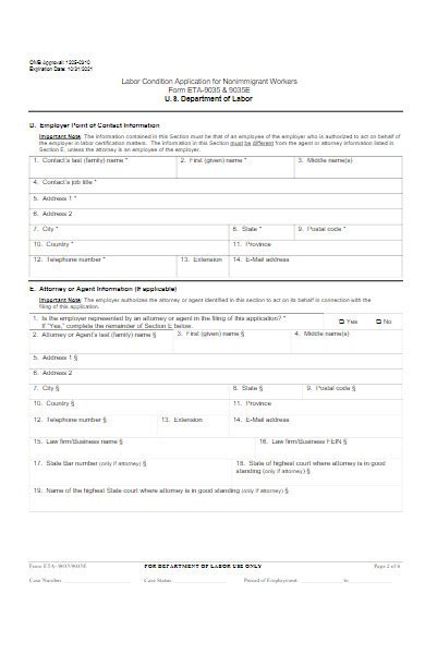 Free 8 Labor Application Forms In Pdf