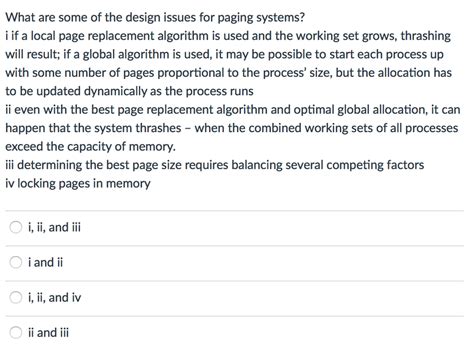 Solved What Are Some Of The Design Issues For Paging