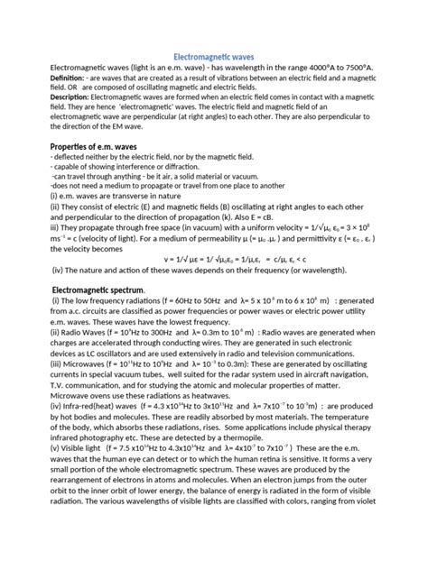 Electromagnetic Waves Pdf Waves Electromagnetic Radiation