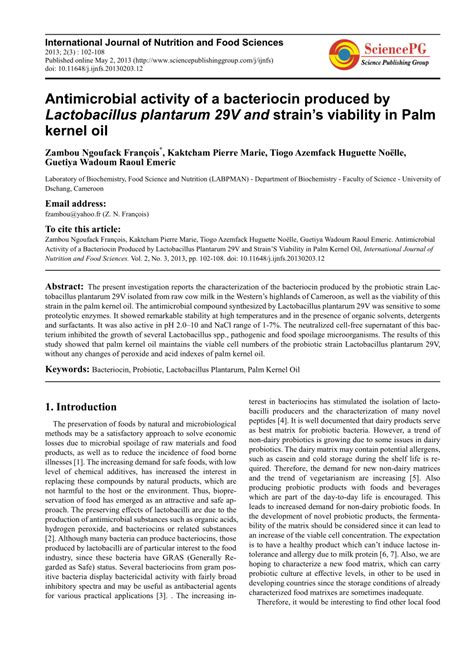 Pdf Antimicrobial Activity Of A Bacteriocin Produced By Lactobacillus
