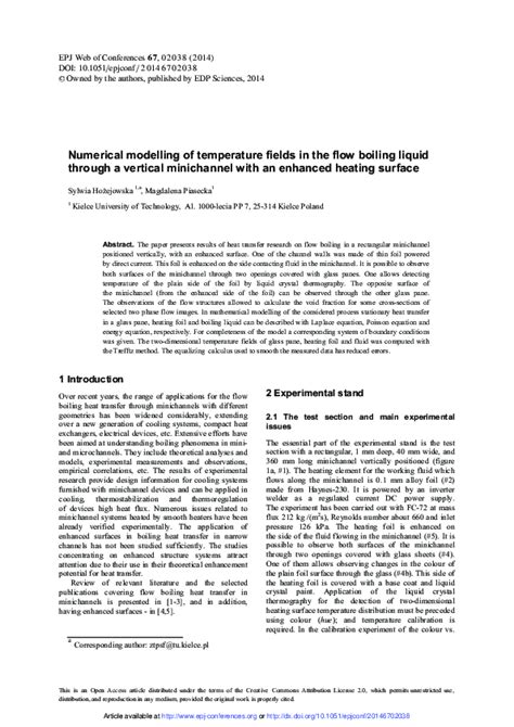 Pdf Numerical Modelling Of Temperature Fields In The Flow Boiling Liquid Through A Vertical