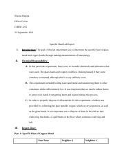 SPECIFIC HEAT LAB REPORT Docx Niyana Depina Olivia Coxon CHEM 1215 31 September 2021 Specific